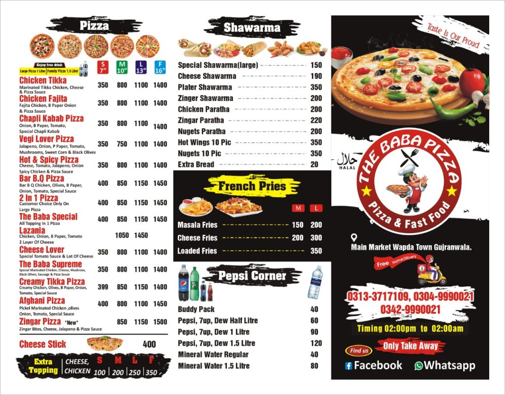 Baba Bakers Gujranwala Pizza Menu - Find Pizza Menu - Pizza Deals and ...