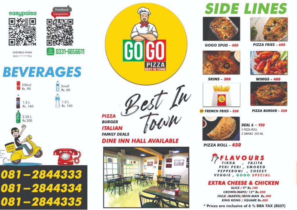 Gogo Pizza Quetta Menu - Find Pizza Menu - Pizza Deals and Prices ...