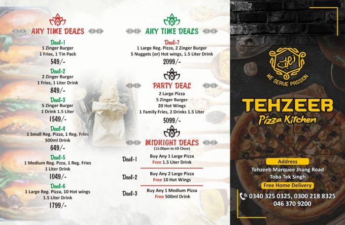 Tehzeeb Pizza Menu - Find Pizza Menu - Pizza Deals and Prices around ...