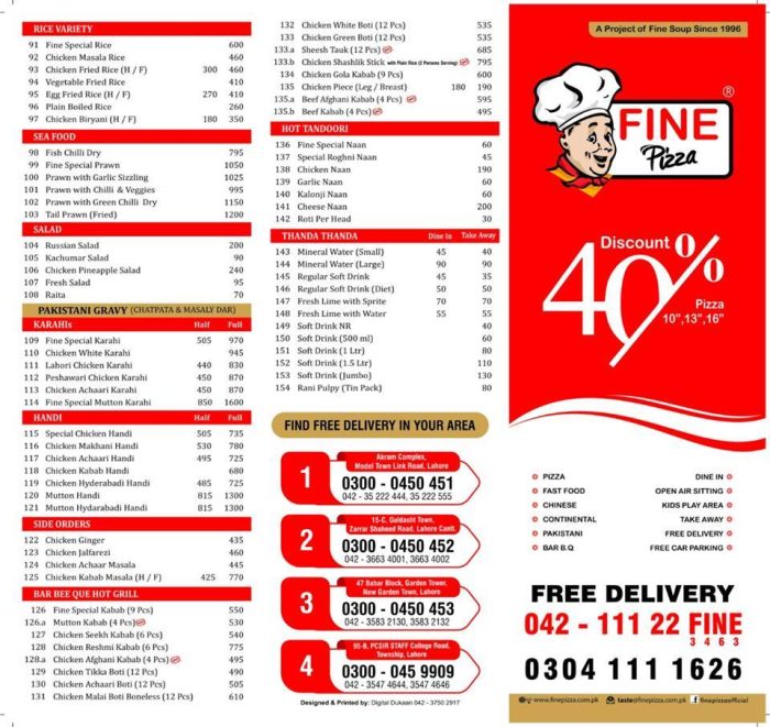 Fine Pizza Zarar Shaheed Road Menu - Find Pizza Menu - Pizza Deals and ...